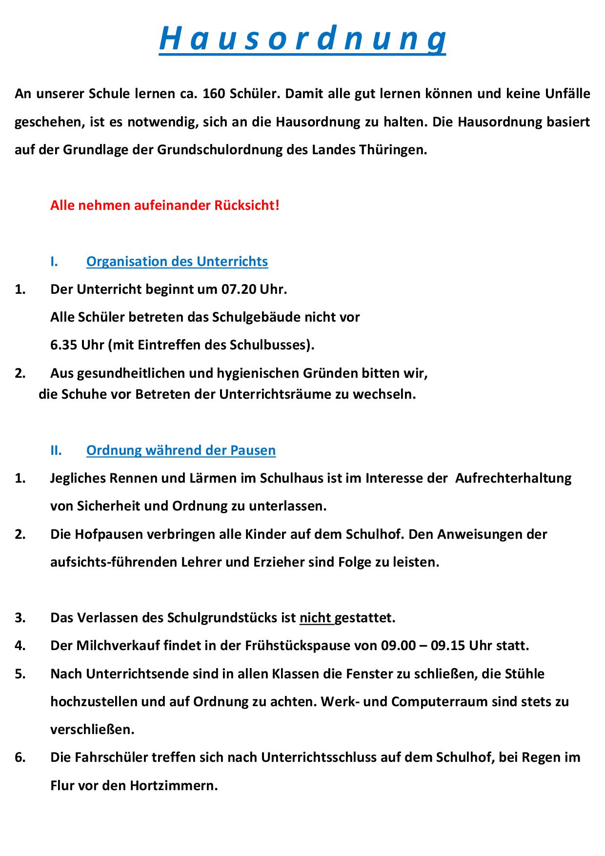 Hausordnung Hausordnung